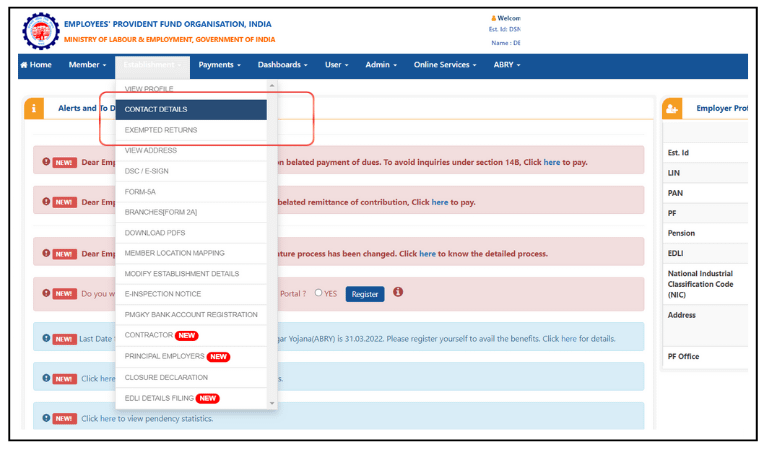 Change Mobile Number in EPFO Employer Portal