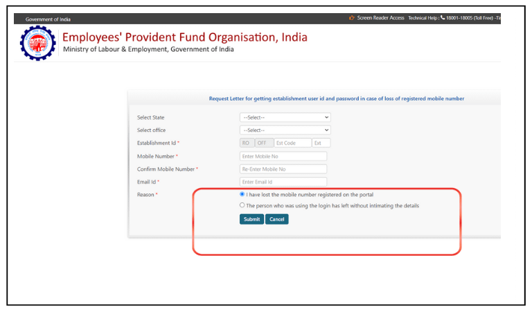 Change Mobile Number in EPFO Employer Portal